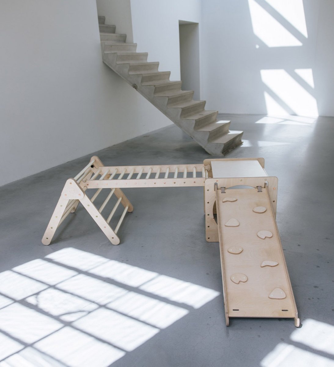 Klimrek set - klimdriehoek, klimkubus, ladder en klimhelling – Lomamo